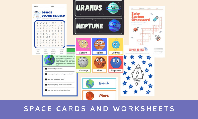Space Cards And Worksheets For English Learners