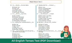 All English Tenses Test (PDF Download)